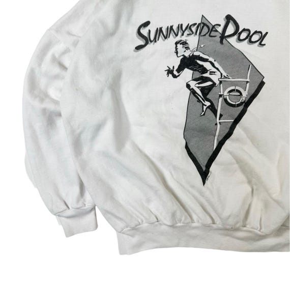 Vintage 80s Sunnyside Pool Big Print Graphic Sweater - Gem