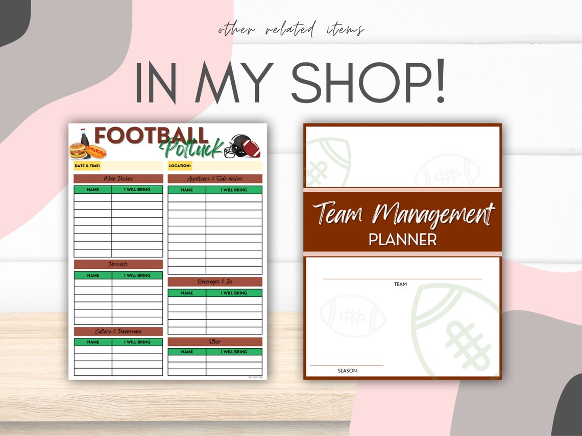 Printable Football Team Management Planner for Coach and Team - Etsy