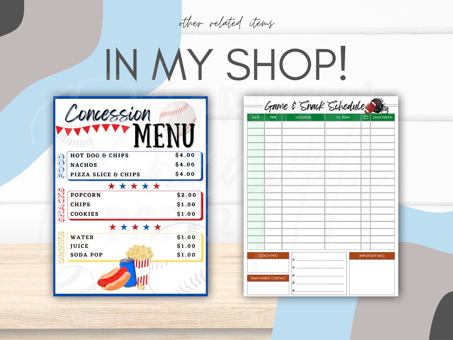 Editable Concession Stand Menu Football, Instant Download Canva ...