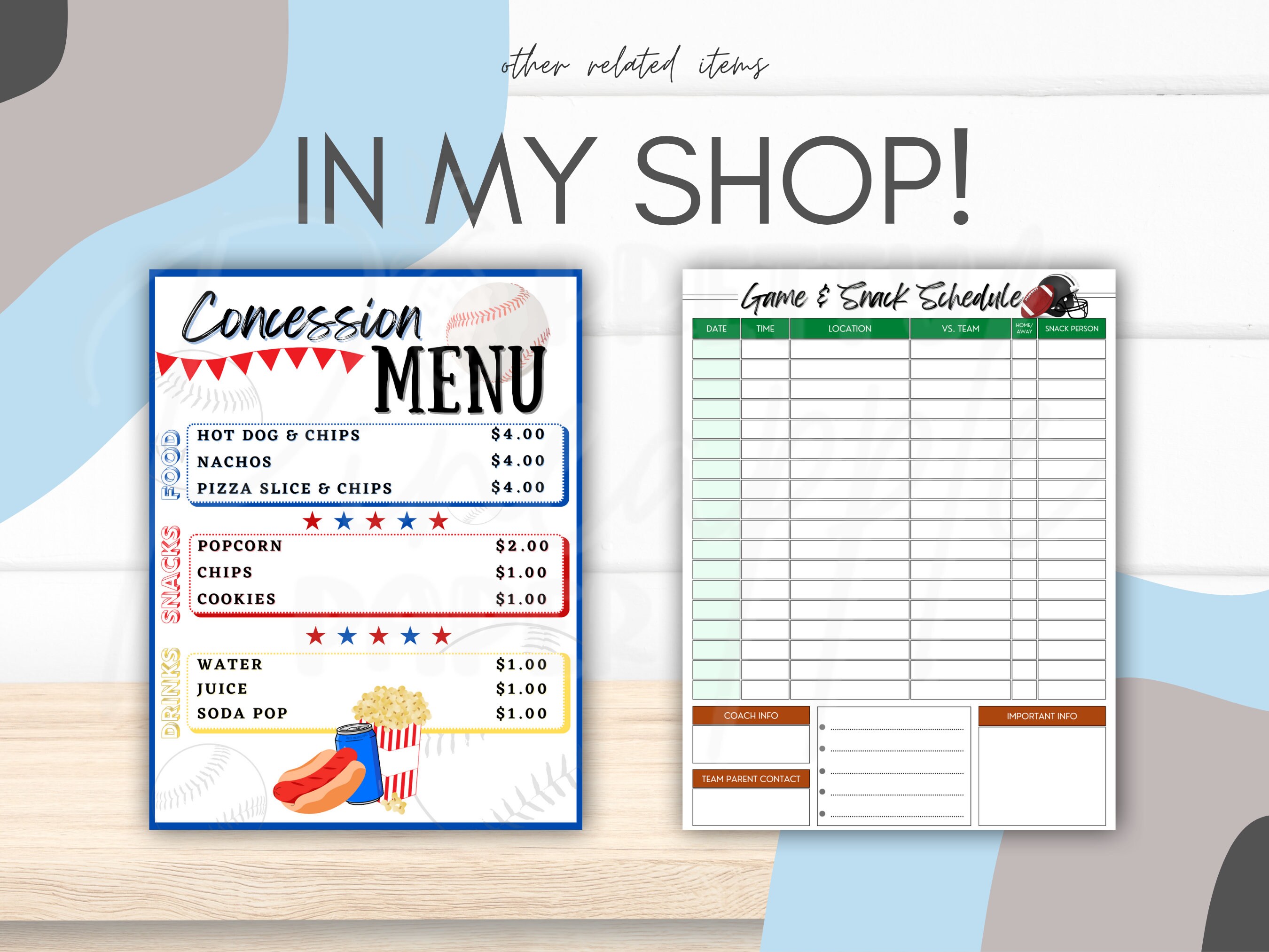 Editable Concession Stand Menu Football, Instant Download Canva ...