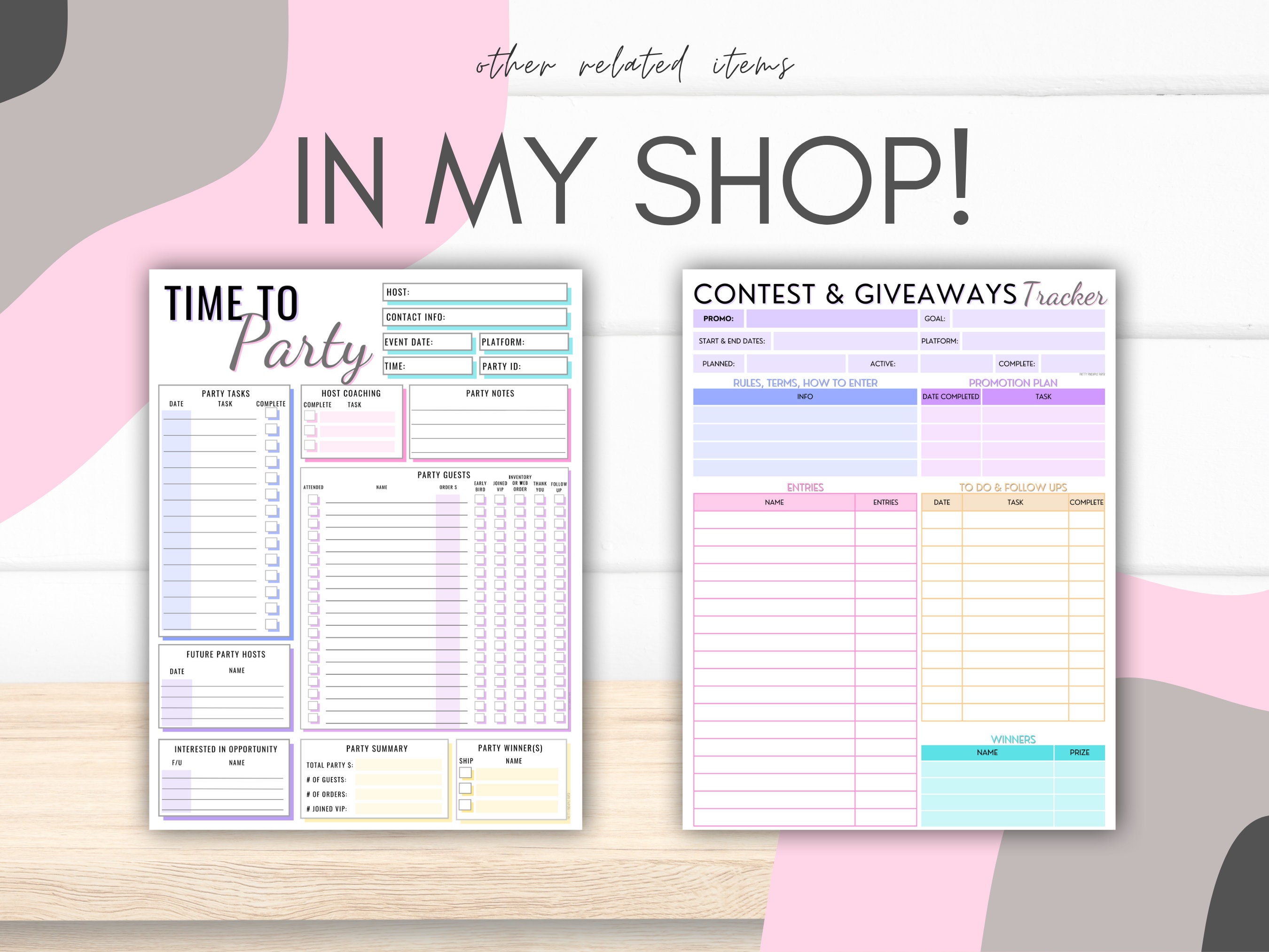 Printable Contest and Giveaway Tracker Planner Sheet, Instant Digital ...