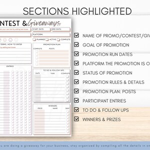 Editable Contest and Giveaway Tracker Planner Sheet, Instant Digital ...