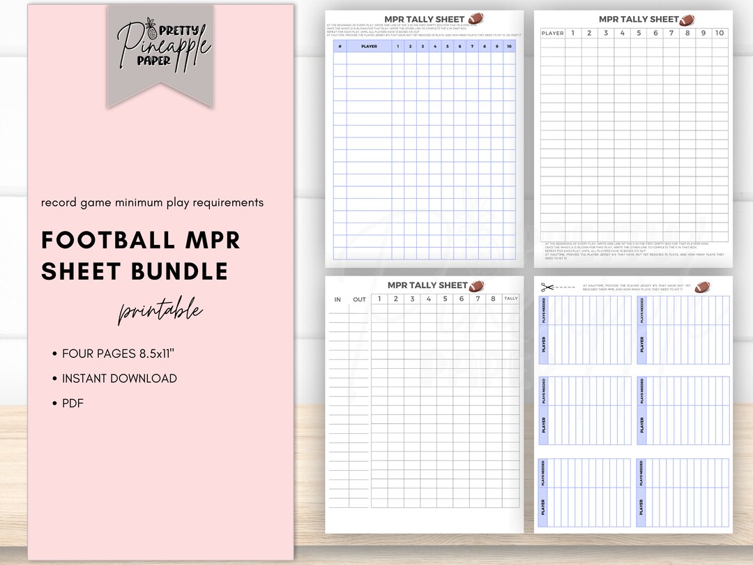 Printable Football MPR Tally Sheet Instant Download for Game - Etsy