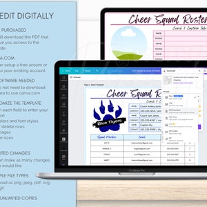 Editable Cheer Squad Roster Template, Cheerleading Team, Coach, Captain ...