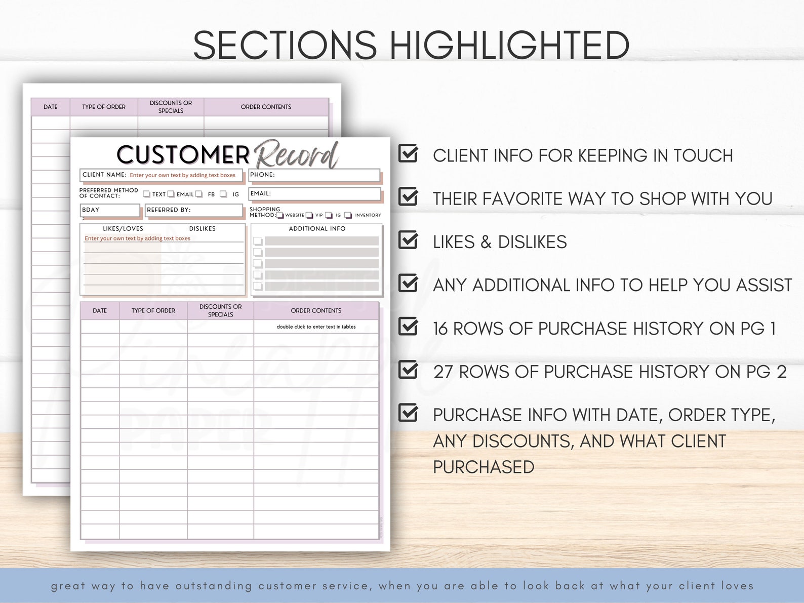Editable Customer Record Planner Sheet Instant Download, Edit Canva ...