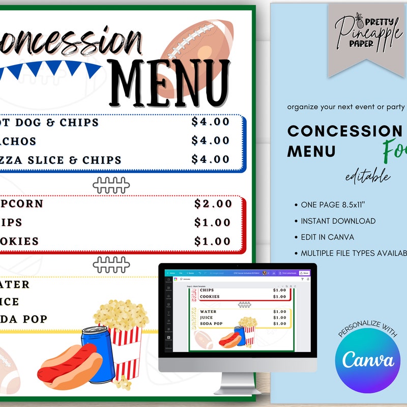 Concession Price List Template - Etsy