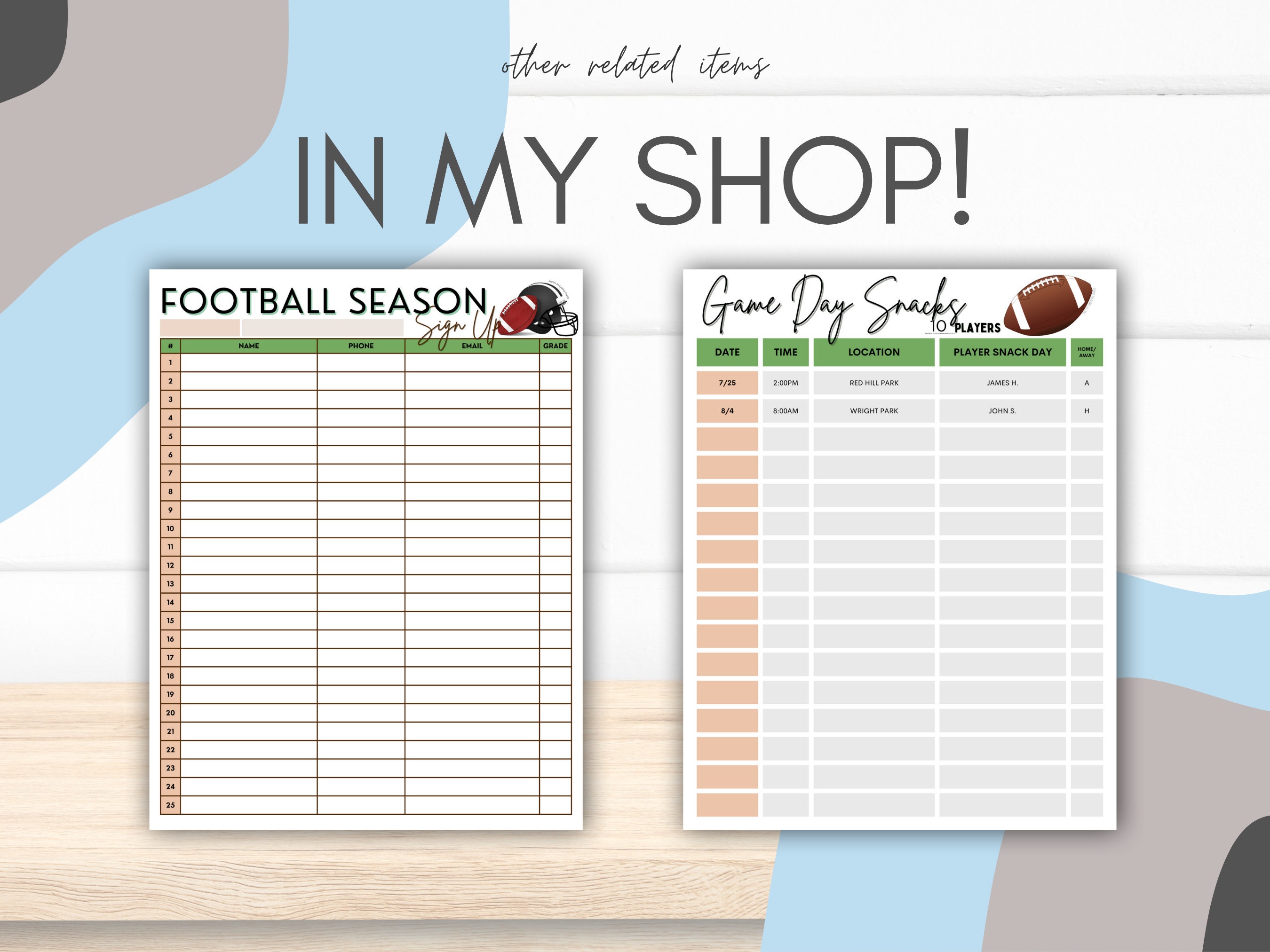 Editable Football Roster Template, Football Team Info, Coach Planner ...