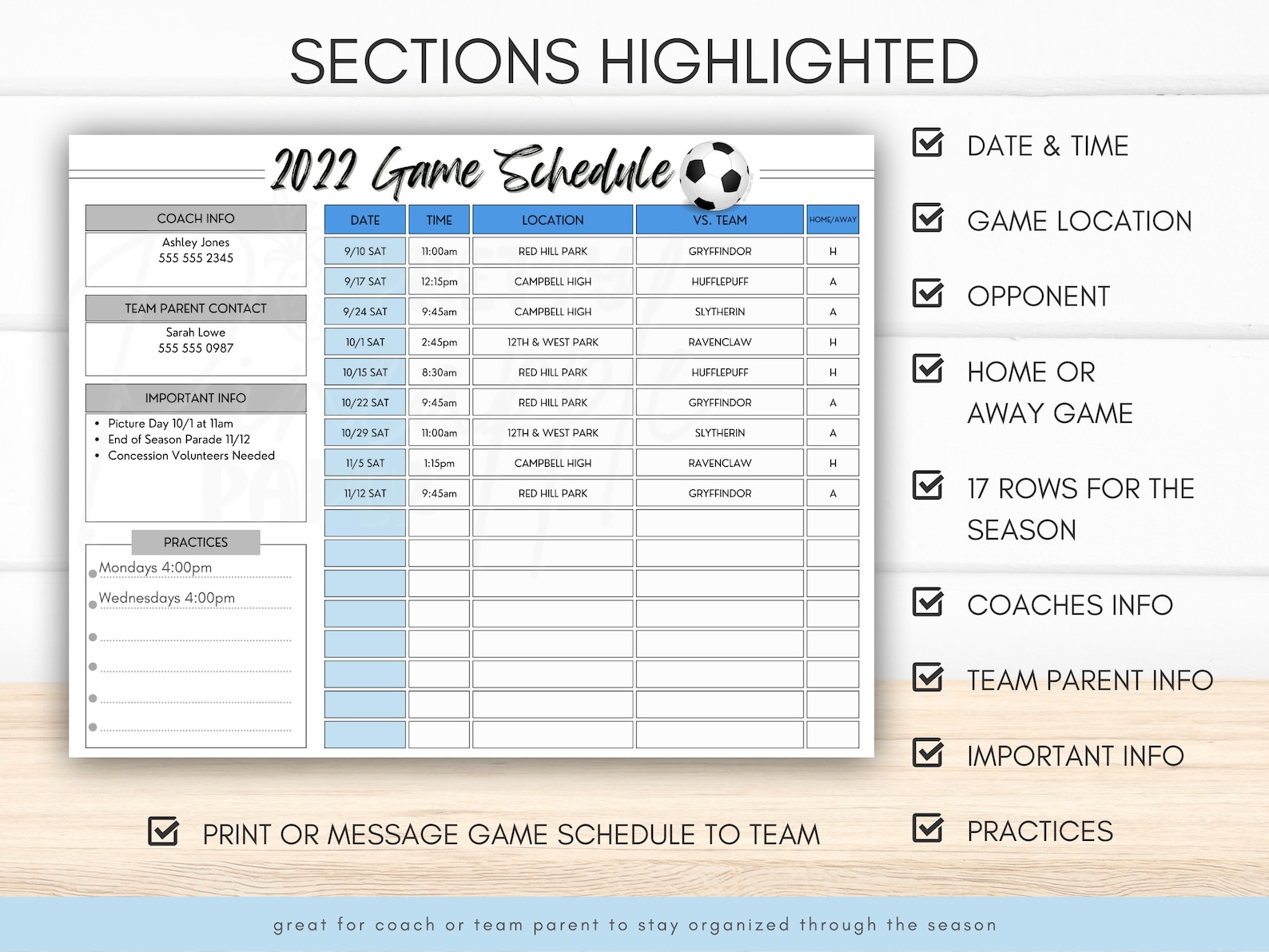 Editable Soccer Game Schedule Template Instant Digital - Etsy