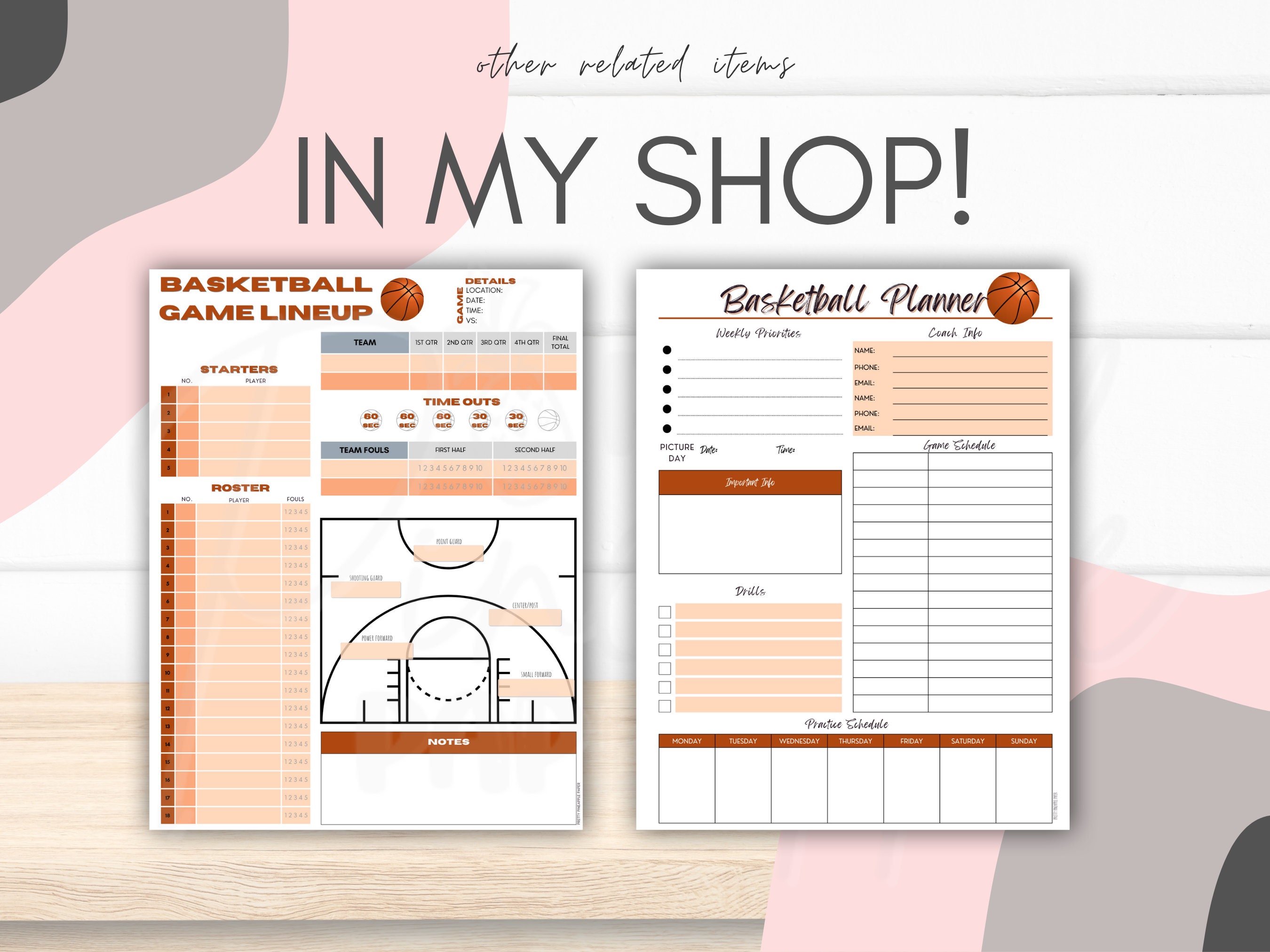 Printable Basketball Season Attendance Sheet Instant Download Template ...