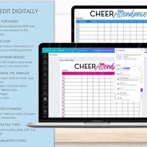 Editable Cheer Attendance Template, Instant Digital Download, Edit in ...