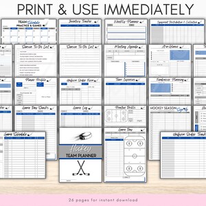 Printable Hockey Team Management Planner for Coach and Team Mom, Game ...