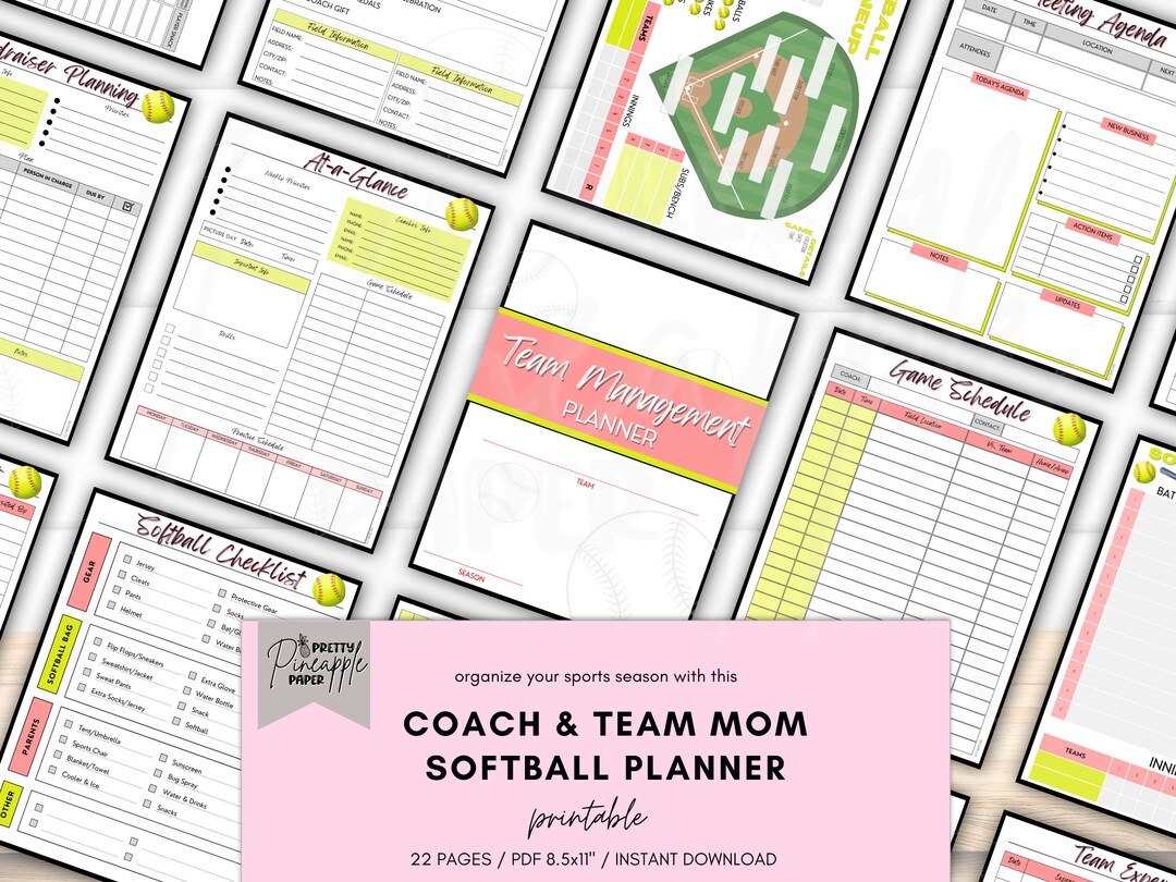 Printable Softball Team Management Planner for Coach and Team - Etsy