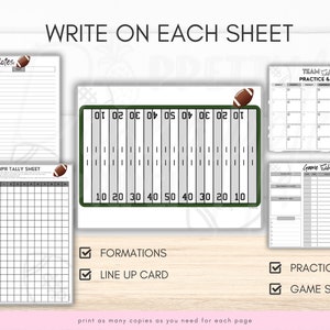 Printable Football Team Management Planner for Coach and Team Mom, Game ...