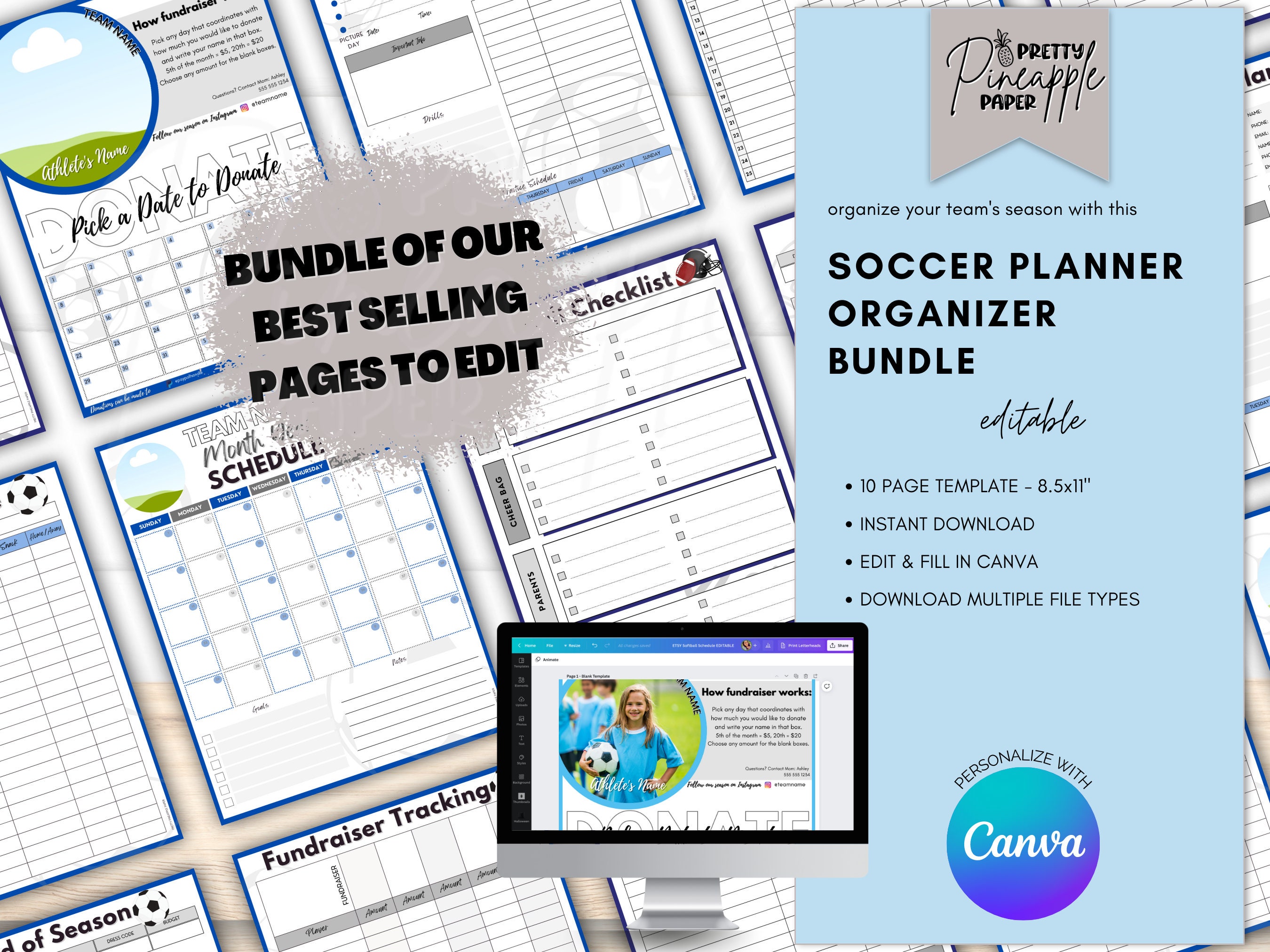 Editable Soccer Organizer Planner Bundle Pages, Coach, Team Mom, Game ...