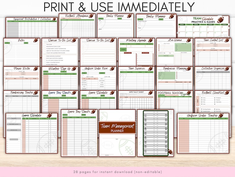 Printable Football Team Management Planner for Coach and Team - Etsy