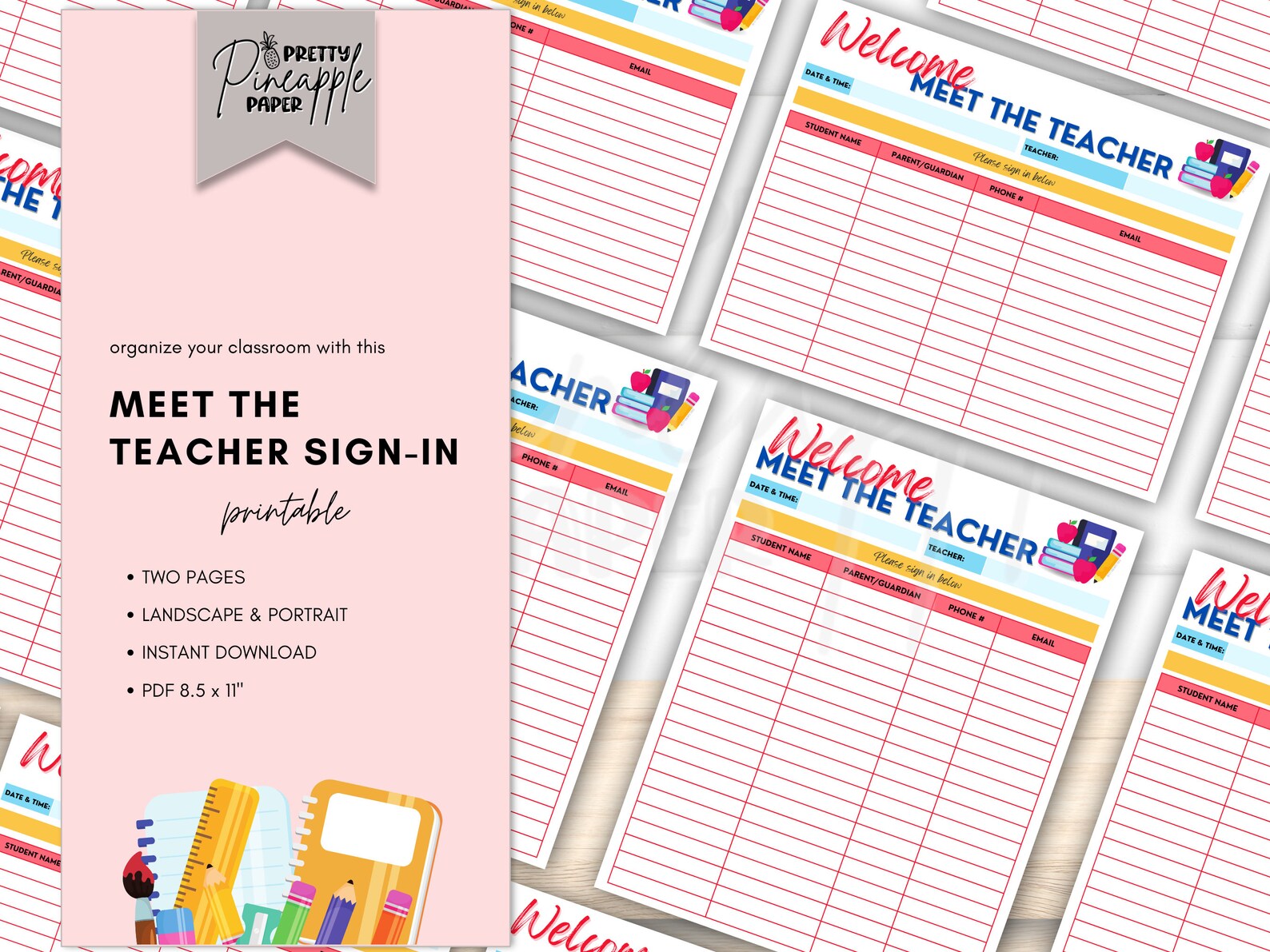 Printable Meet the Teacher Sign in Sheet, Instant Digital Download ...