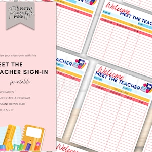 Printable Meet the Teacher Sign in Sheet, Instant Digital Download ...