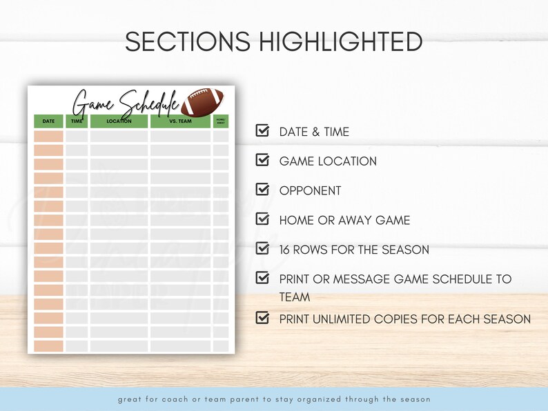 Editable Football Game Schedule Template Instant Download to - Etsy