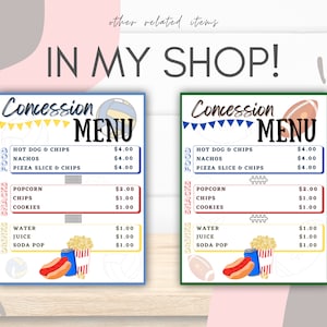 Printable Concession Stand Sign up Instant Download Sheet. Game Day ...