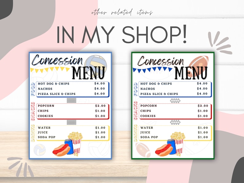 Printable Concession Stand Sign up Instant Download Sheet. Game Day ...