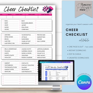 Editable Cheer Checklist Template, Instant Digital Download, Edit in ...