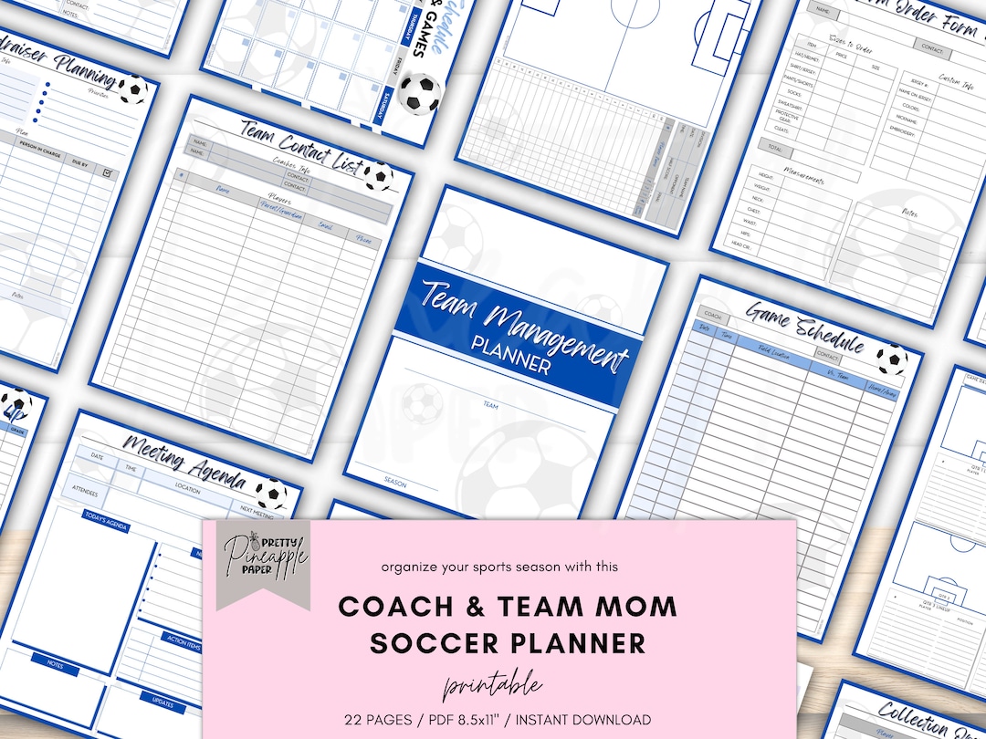 Printable Soccer Team Management Planner for Coach and Team Mom, Game ...