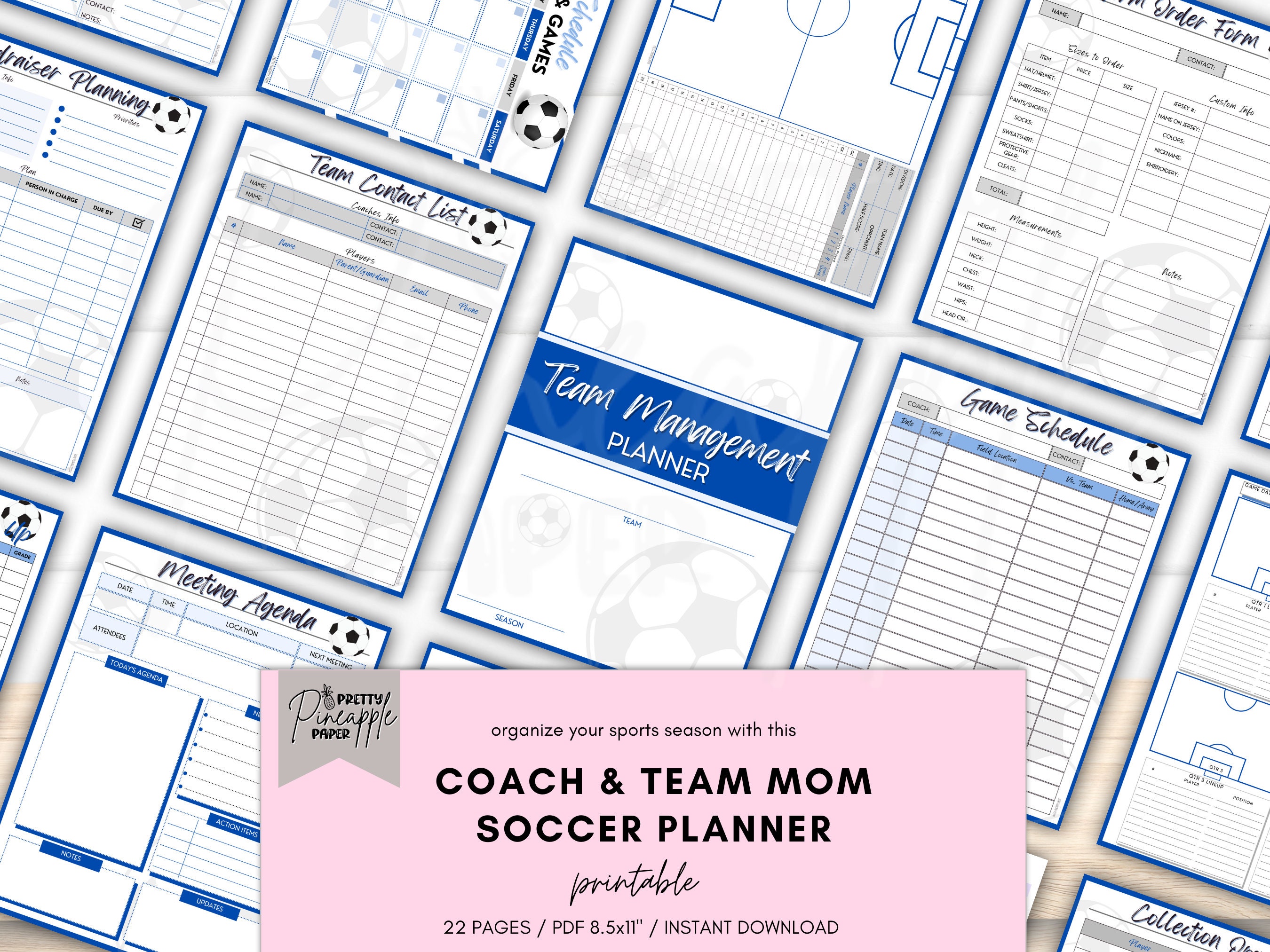 Printable Soccer Team Management Planner for Coach and Team Mom, Game ...