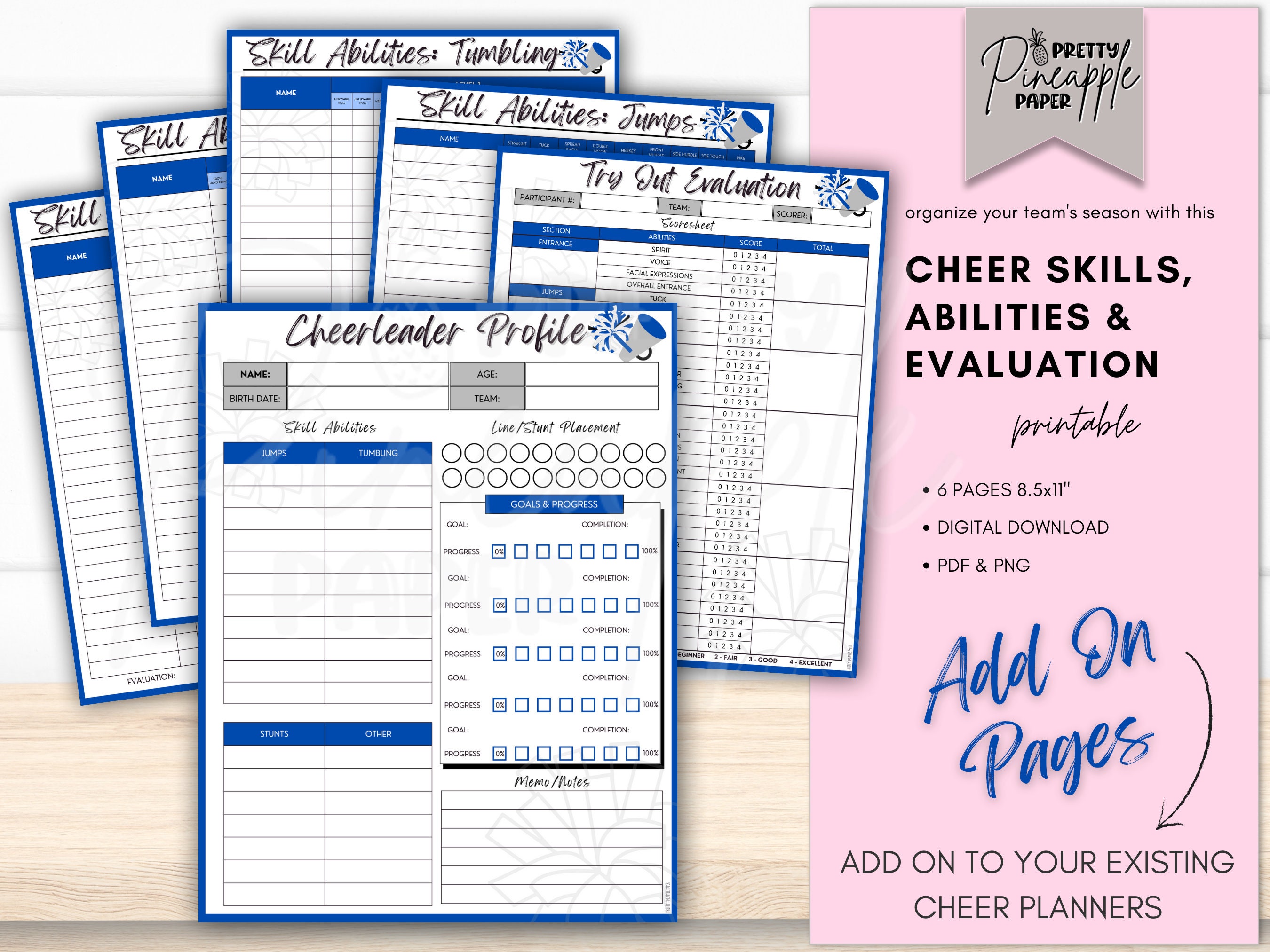 Printable Cheer Progress, Skills, Goals, Tumbling, Evaluation, Jump ...