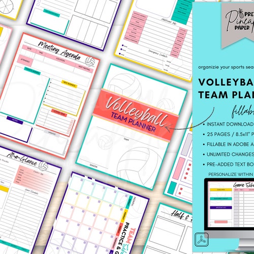 Printable Volleyball Planner for Coach Captain and Team Mom - Etsy