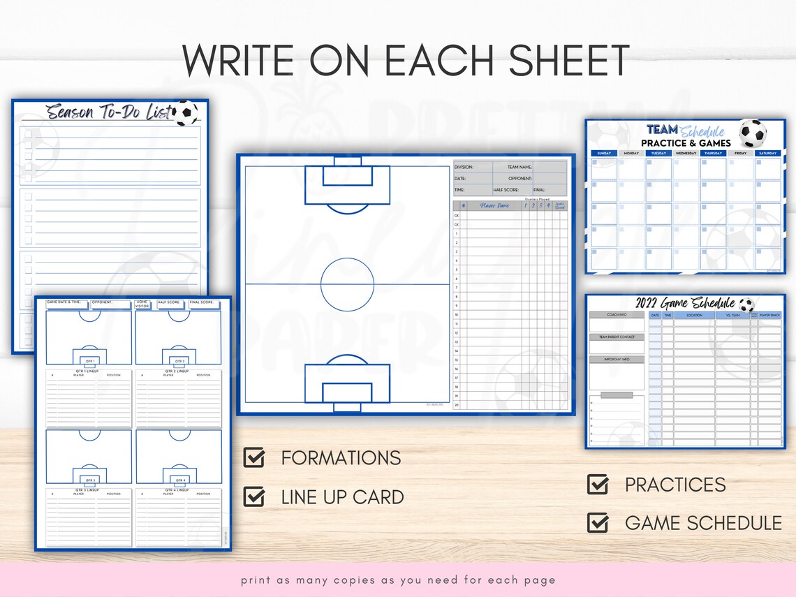 Printable Soccer Team Management Planner for Coach and Team Mom, Game ...