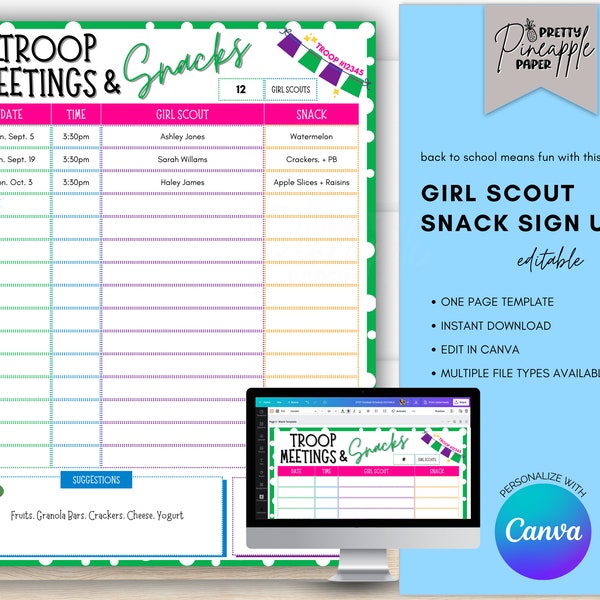 Girl Scout Sign up Sheet - Etsy