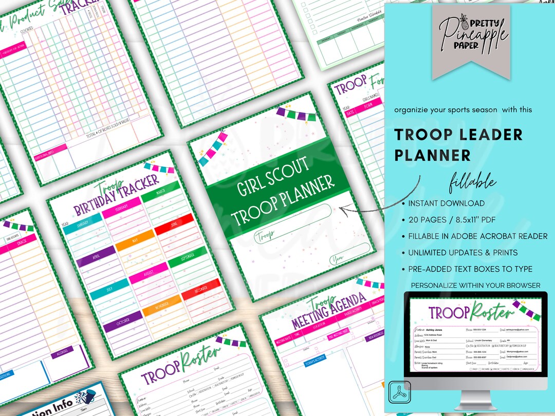 Fillable Printable Girl Scout Troop Leader Planner, Meeting Notes ...