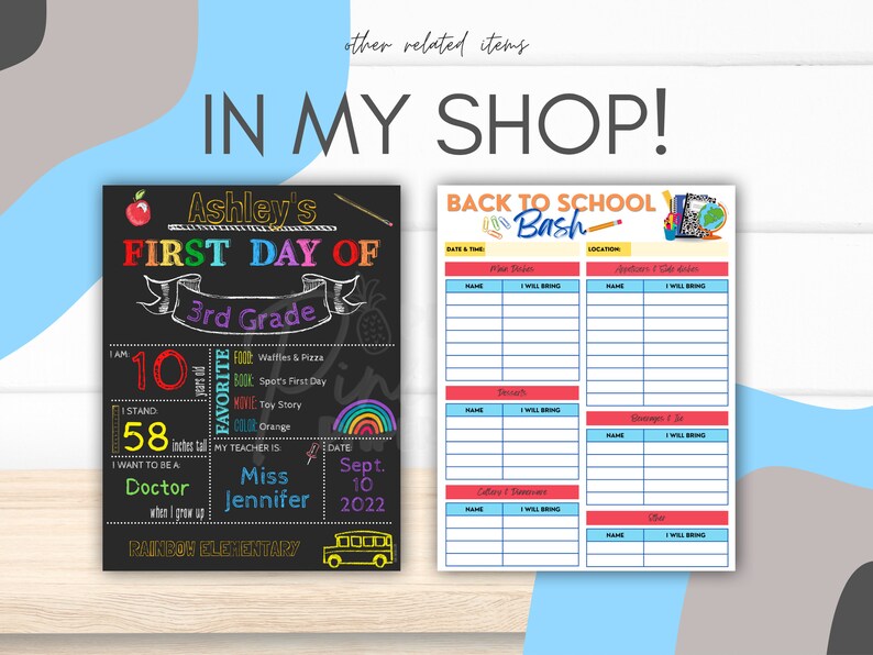 Editable Back to School Bash Sign up Sheet, Instant Digital Download ...
