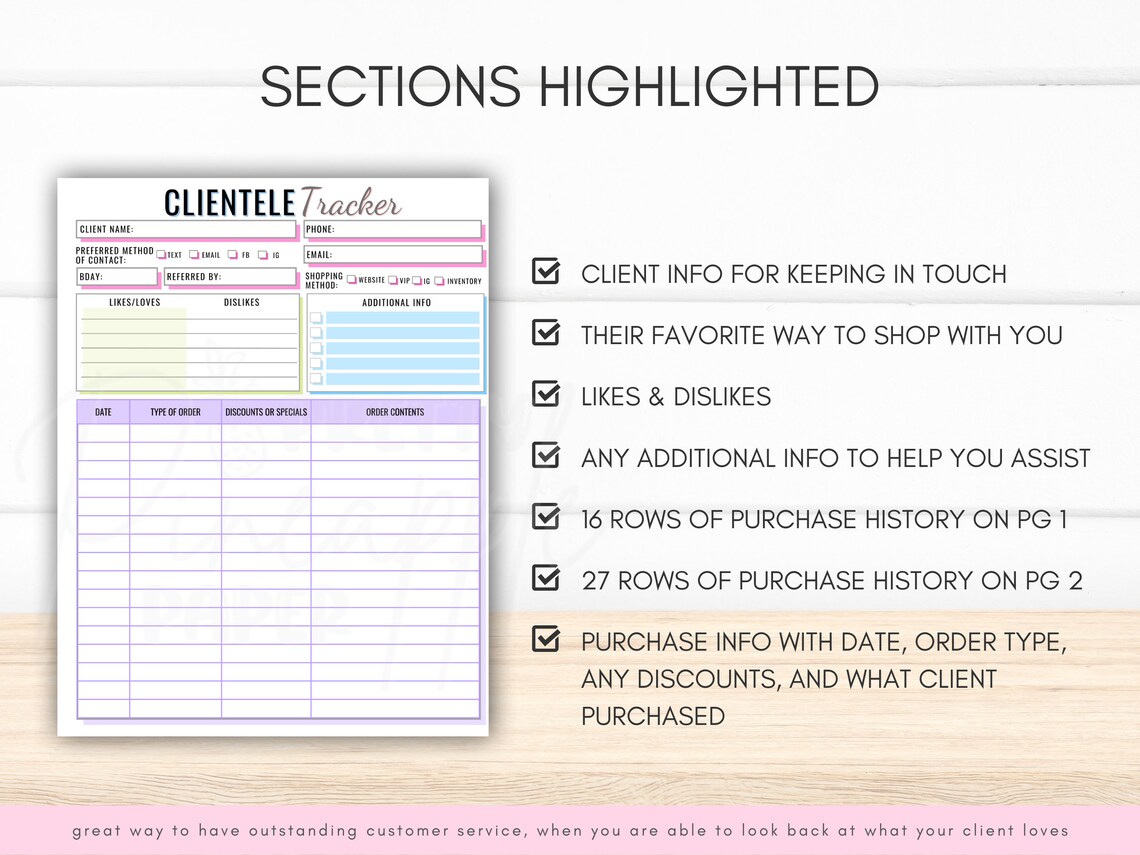 Printable Customer Tracker Planner Sheet Instant Download. Clientele ...