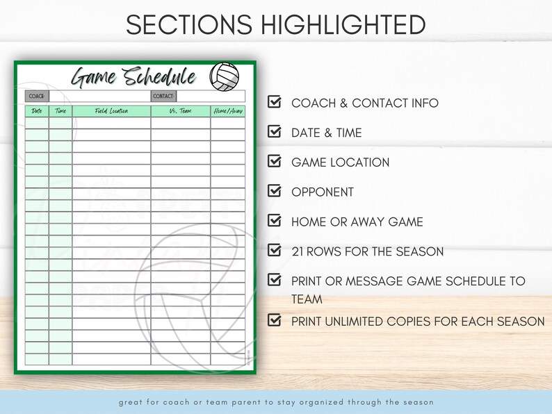 Editable Volleyball Game Day Schedule Template, Instant Download to ...