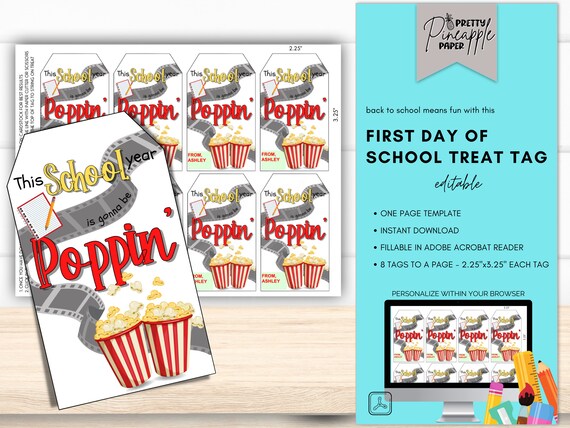 Editable Back to School Treat Tag First Day of School Goodie - Etsy