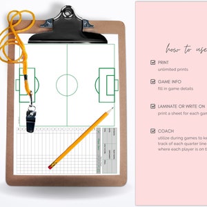 Printable Soccer Game Field Lineup and Game Card, Player Positions for ...