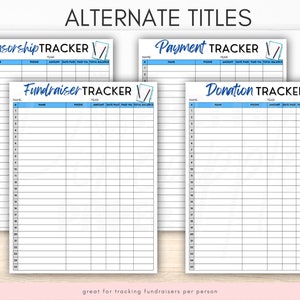Printable Fundraiser Tracker, Sponsorship Tracking, Donation Tracker ...