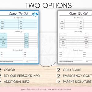 Printable Cheer Try Out Form, Instant Download Template, Cheerleader ...