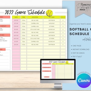 Editable Softball Game Schedule Template Instant Download to - Etsy