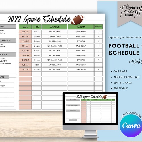 Printable Sports Schedule - Etsy