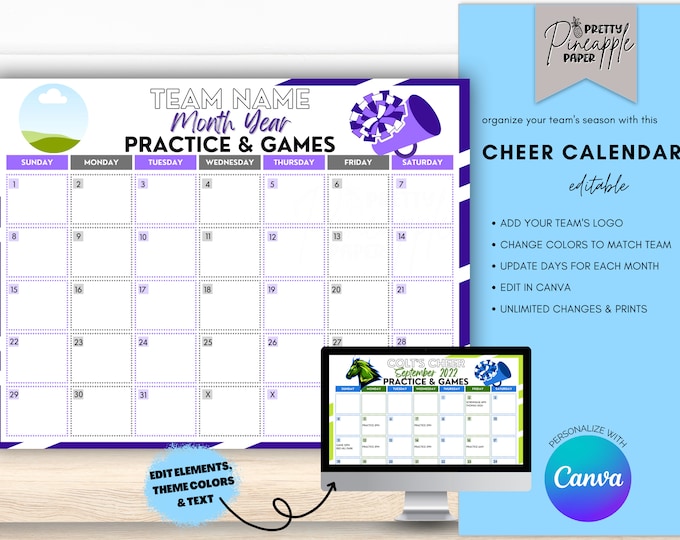 Printable Cheer Season Attendance Sheet Instant Download Template ...