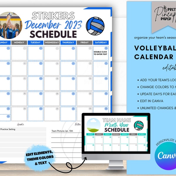 Volleyball Team Schedule Template - Etsy
