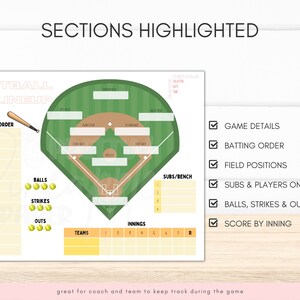 Printable Softball Line up and Field Position Sheet Batting Order ...