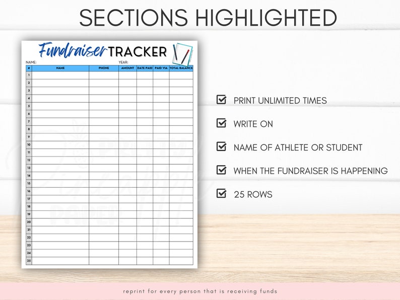 Printable Fundraiser Tracker, Sponsorship Tracking, Donation Tracker ...