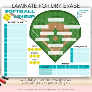 Printable Softball Line up and Field Position Sheet Batting Order ...