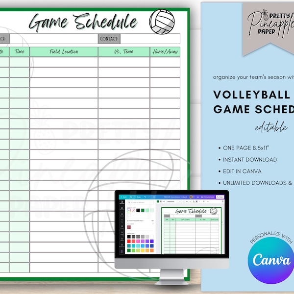 Volleyball Game Schedule - Etsy