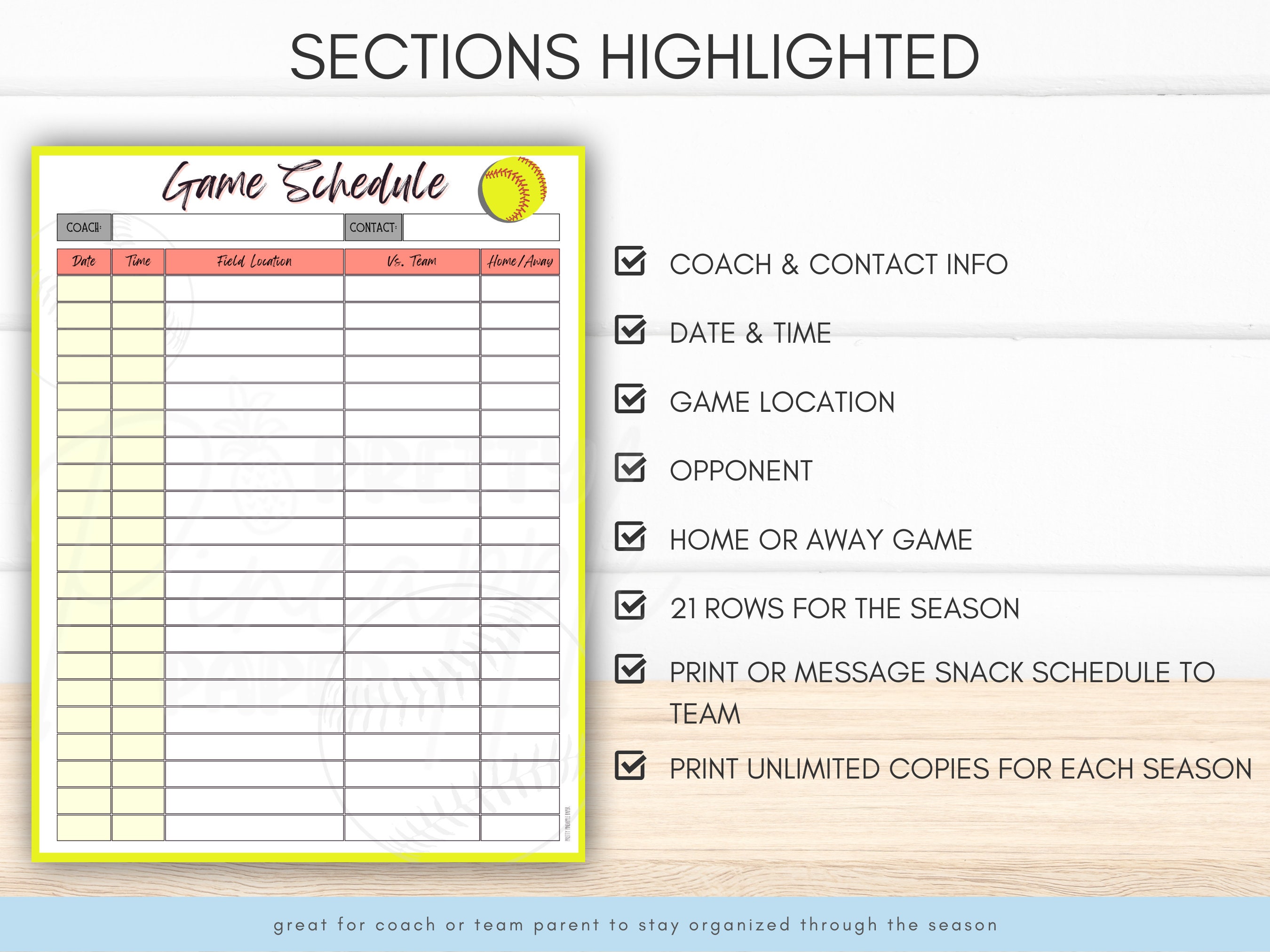 Editable Softball Game Schedule Template. Instant Download to Organize ...
