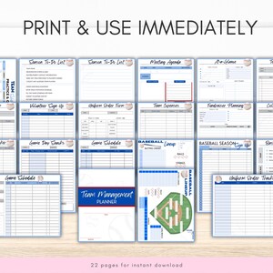 Printable Baseball Team Management Planner for Coach and Team Mom, Game ...