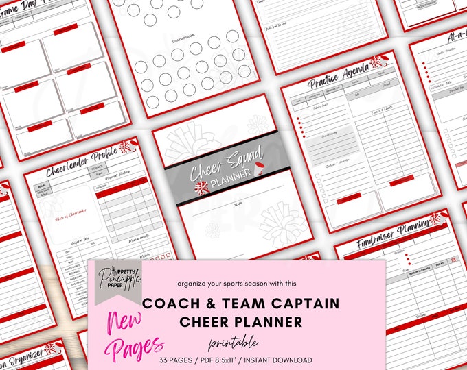 Printable Cheer Planner for Coach, Captain and Team Mom, Cheer Squad ...